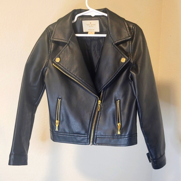 kate spade | Jackets & Coats | Kate Spade Youth 6x Faux Leater Moto ...